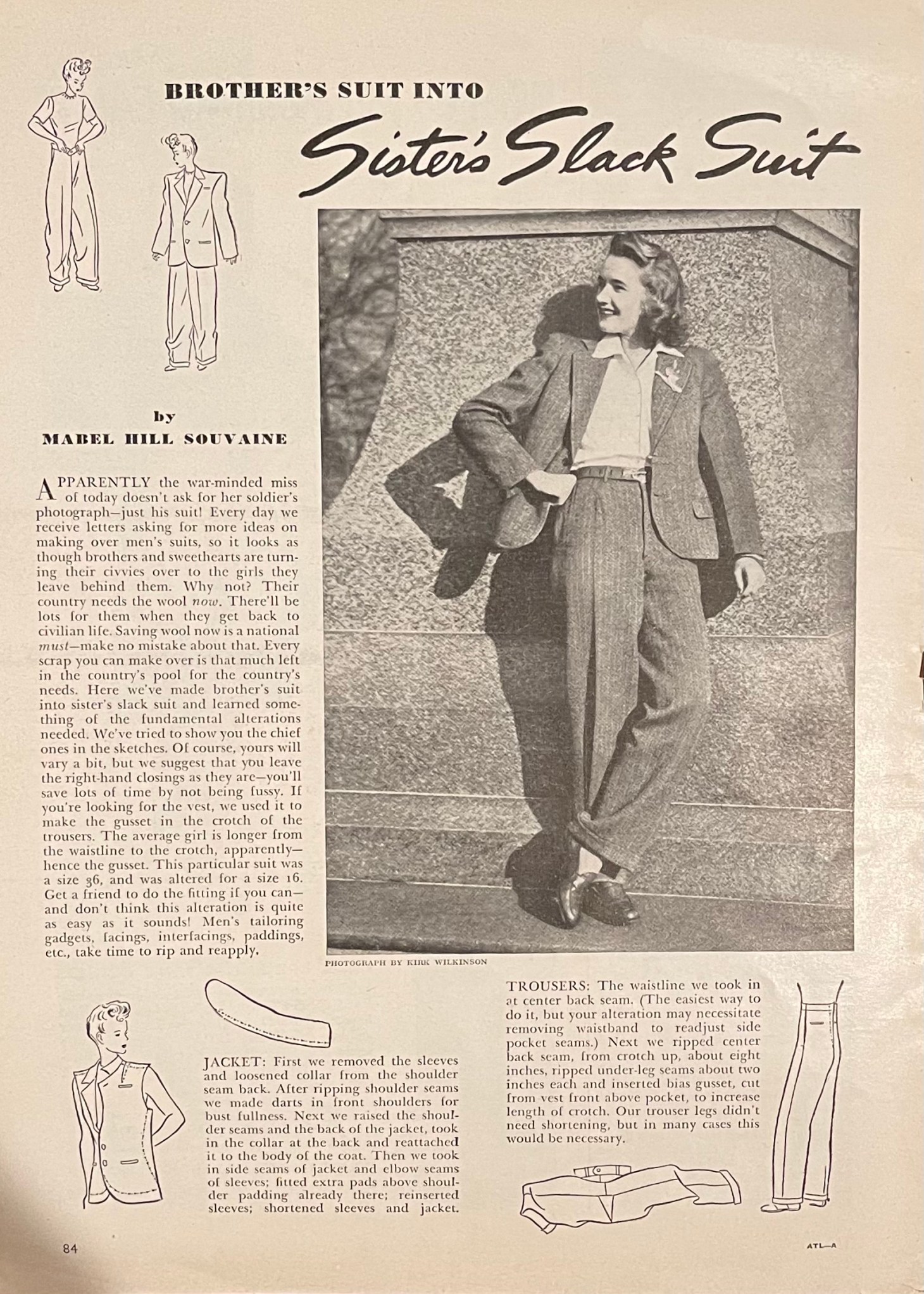 Making Do: Brother’s Suit into Sister’s Slack Suit – History in the Kitchen