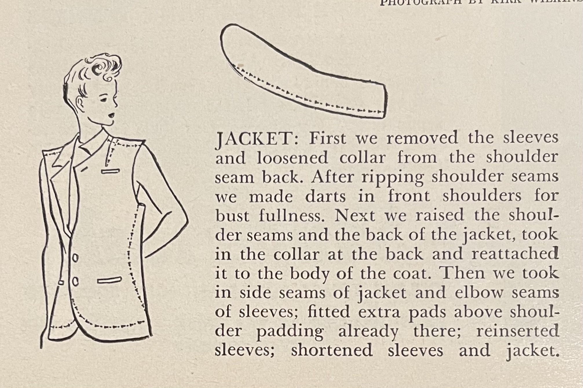 Making Do: Brother’s Suit into Sister’s Slack Suit – History in the Kitchen